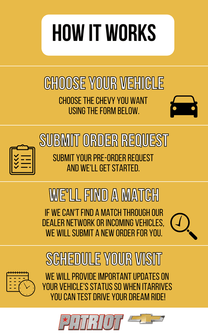 Pre-Order | Factory Order | Patriot Chevrolet of Warminster